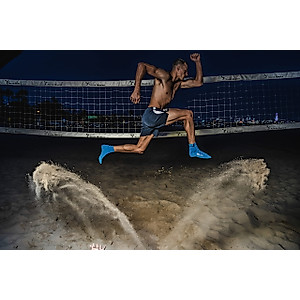 FUN TOES 2 Pairs Beach Socks for Volleyball Soccer, Camping, Rafting, Diving and all sand sports (US, Alpha, X-Large, Regular, Regular, Black-Blue)