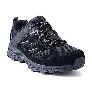 SILENTCARE Men's Waterproof Hiking Shoes Non-Slip Comfortable Outdoor Walking Hike Footwear(Medium, Black Grey,Numeric_11.5)