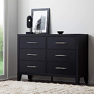 Edenbrook Bedroom-Six Drawer-Modern Design-Easy Assembly, Black Dresser, 55x35x16 inches