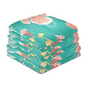 SLHKPNS Bright Hummingbird Butterflies Kitchen Dish Towel Set of 4, Hibiscus Floral Spring 18x28in Absorbent Dishcloth Reusable Cleaning Cloths for Household Use