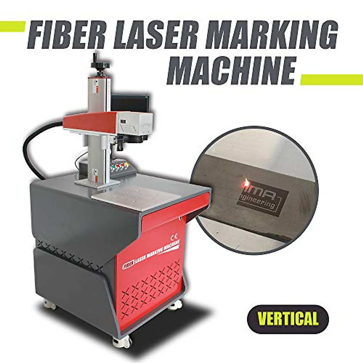 30W JPT Fiber Laser Engraver Machine for Metal Vertical Fiber Laser Engraving Marking Machine with 175×175mm Lens