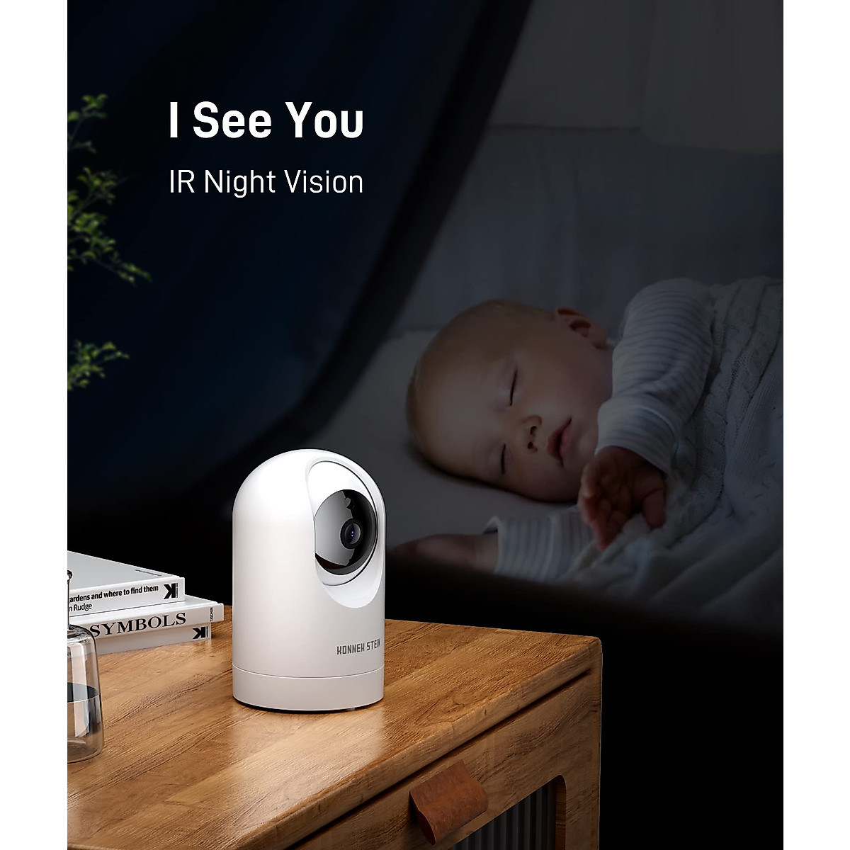 Konnek Stein 1080P Security Camera(2.4G Only), Baby Monitor 360-Degree for Home Security, Smart Home Pet Camera, with Night Vision, Compatible with Alexa & Google Assistant Home Security Camera