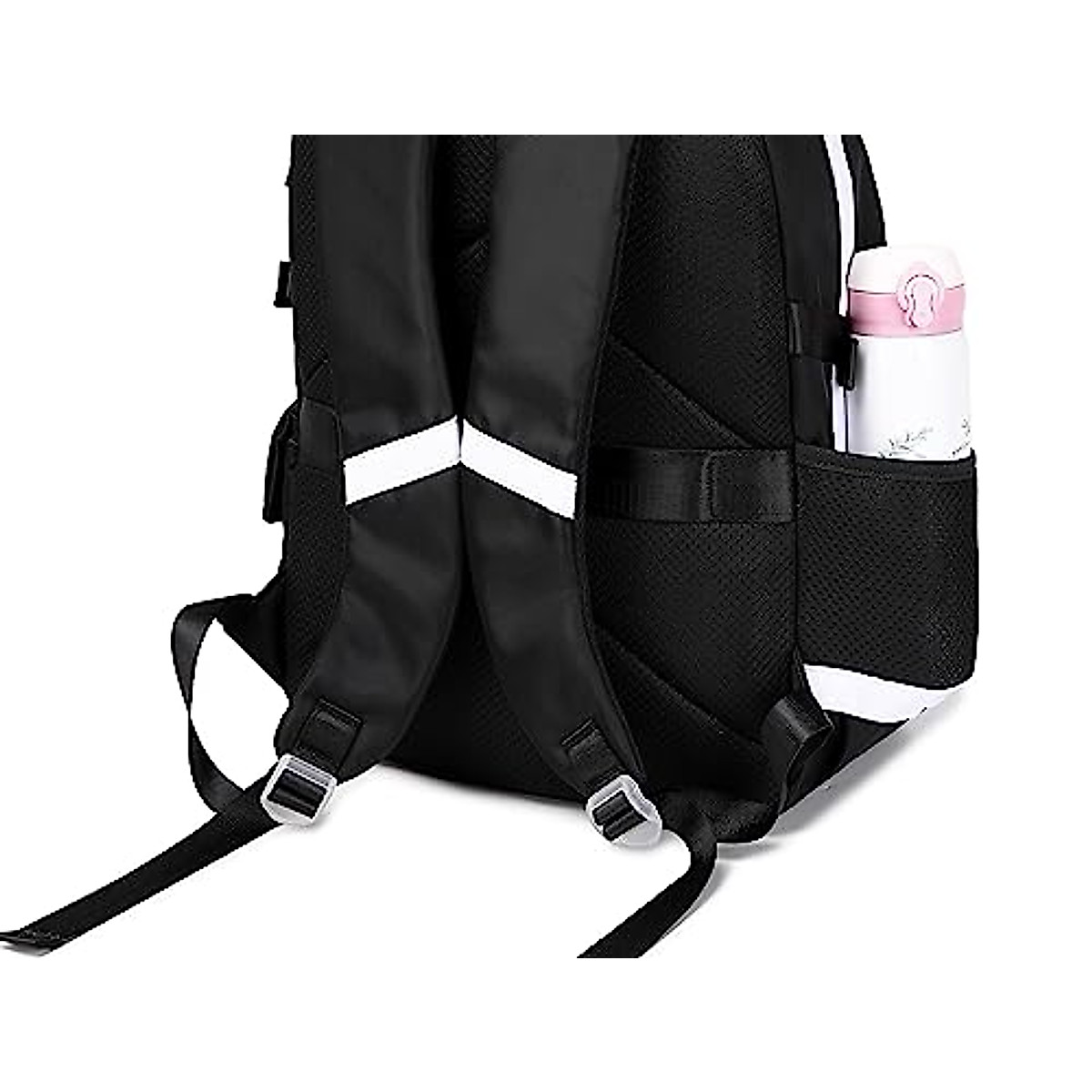 Teecho Girl School Backpack Cute Backpack Set for Women Fashion Bookbag with Pen case and Lunch Bag Black