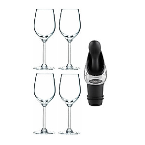 Riedel Wine Series Viognier/Chardonnay Glass, Set of 4 Bundle with Wine Pourer and Stopper (3 Items)