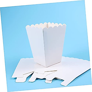 UPKOCH 50PCS Popcorn Box Disposable Snack Cups Paper Serving Holder Candy Popcorn Party Candy cartons Paper Food Basket Snack Containers Popcorn tub White Candy Box European and American