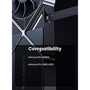 Fasgear PCI-e 5.0 Extension Cable: 16Pin(12+4) Male to PCIE 5.0 4x8(6+2) Pin Female Sleeved Extension Cable, 40cm 12VHPWR Cable Compatible for GPU GeForce RTX 3090Ti & RTX 4080 4090 (16AWG/Black)