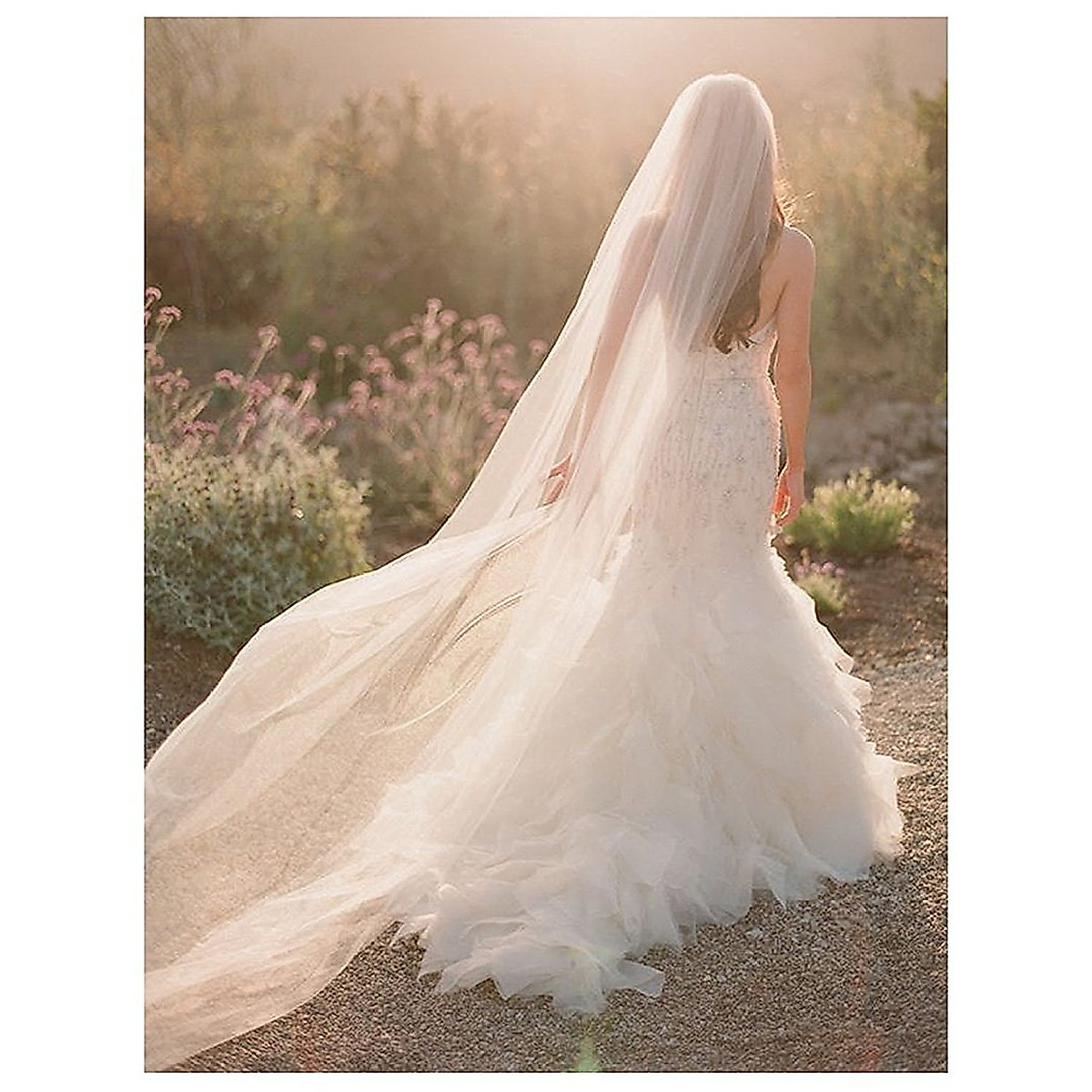 EllieHouse 1 Tier Plain Tulle Wedding Bridal Veil With Metal Comb Ivory 2M