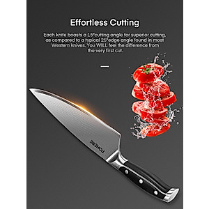 Knife Set, FOHERE 7-Piece Damascus Kitchen Knife Set, 67-Layer Japanese Knife VG10 Damascus Steel, Sharp Kitchen Knife Set with Non-slip ABS Handle, Kitchen Shears