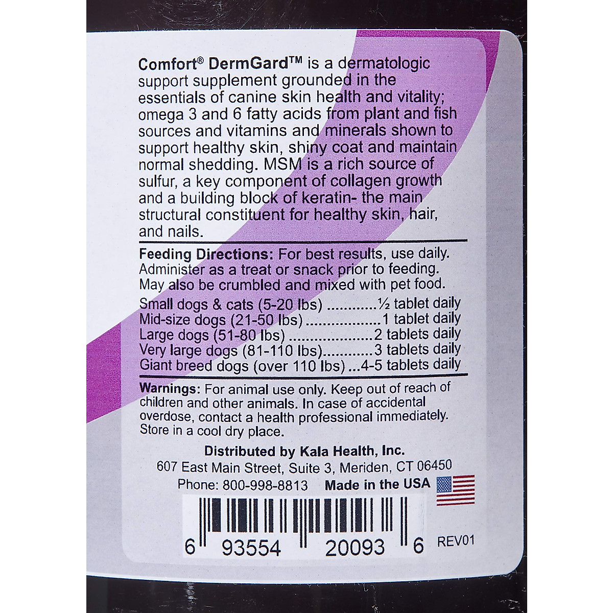 Kala Health Comfort DermGard Skin and Coat Supplement for Dogs, 150 Count, Supports Healthy Skin, Shiny & Reduce Excessive Shedding, Contains MSM, Fish Oil & Omega 3, 6, and 9 Essential Fatty acids