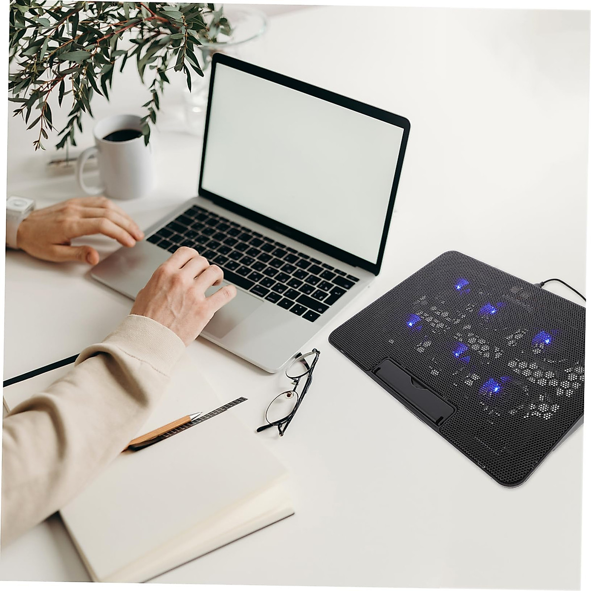 UKCOCO Computer Radiator Laptop Cooling Pad Laptop Stand Portable Laptop Fan Cooler Laptop Stand Cooler Laptop Stand for Desk Cooling Stand Laptop Mount Bracket Plate Plastic Notebook S6