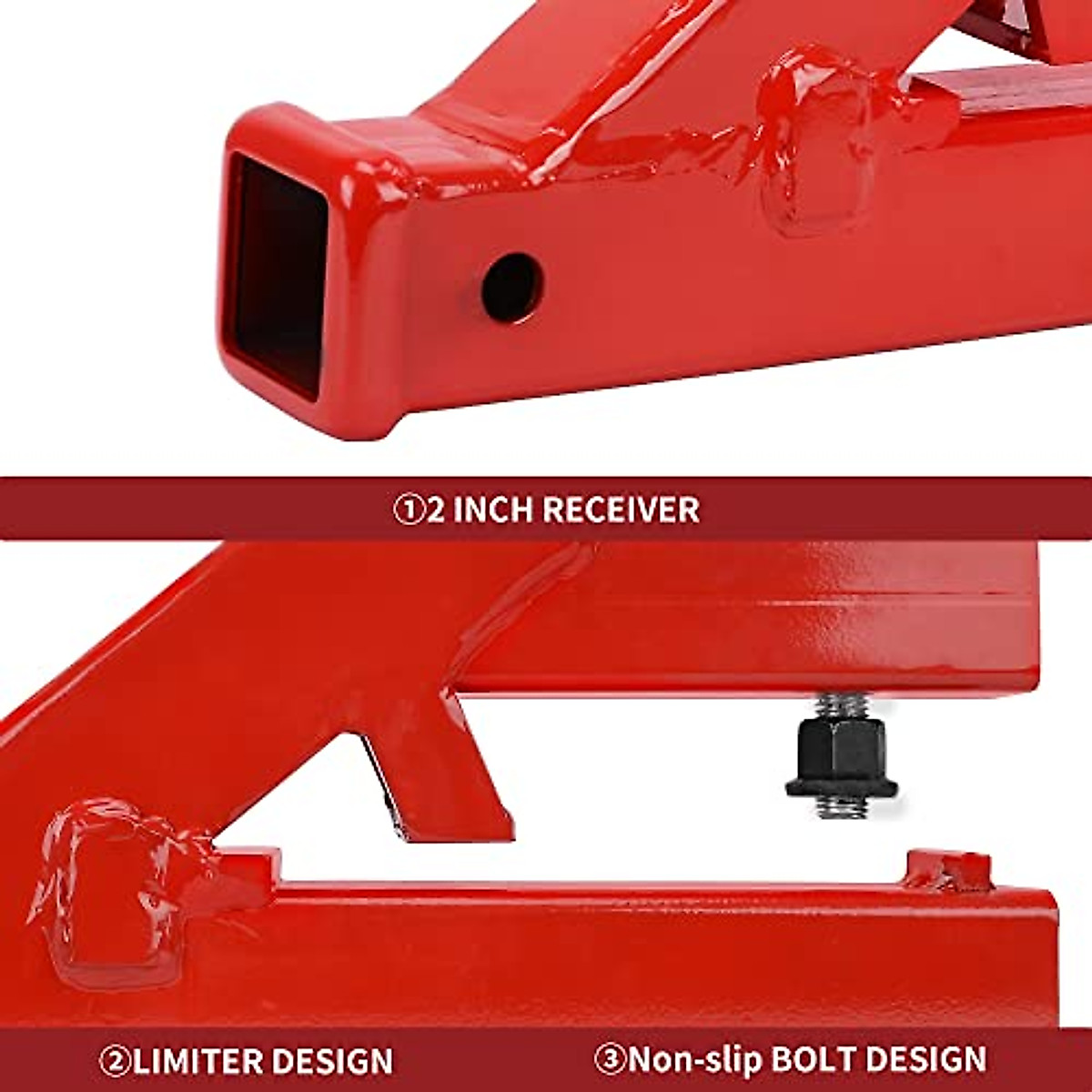 YITAMOTOR Clamp On 2" Trailer Hitch Receiver Ball Mount Adapter Compatible with Kubota Deere Bobcat Bucket
