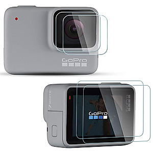 [ 4-Pack ] Diruite for GoPro Hero 7 Silver White Screen Protector, 2.5D 9H Hardness Ultra-thin Tempered Glass for GoPro Hero 7 Silver White Camera Screen Protector [Anti-Scratch]