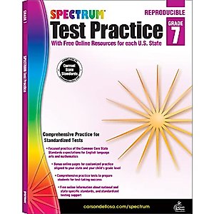 Spectrum Test Practice 7th Grade Workbooks All Subjects, Math, Language Arts, and Reading Comprehension Grade 7 Reproducible Book, Vocabulary, Writing, and Math Practice for Standardized Tests
