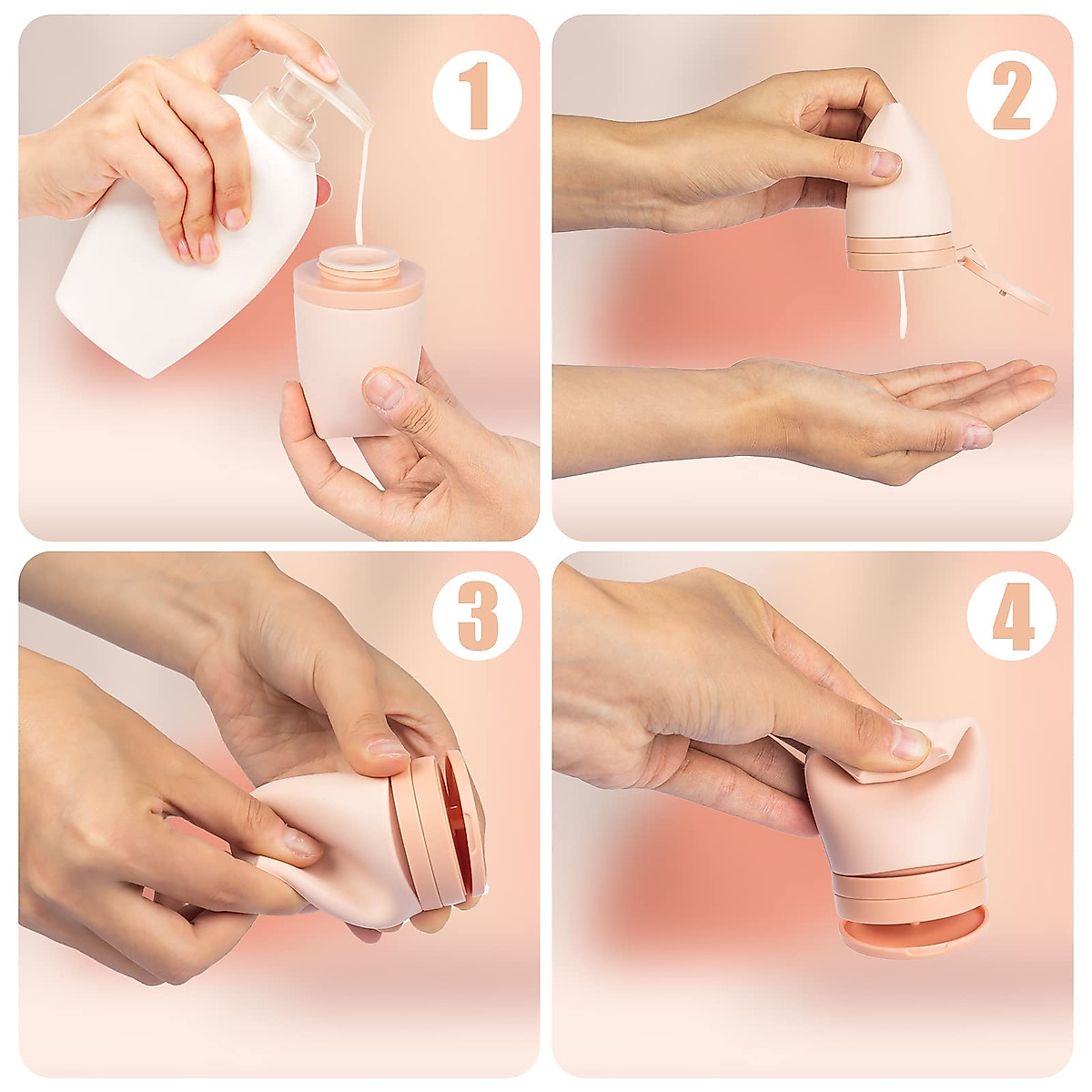 IUASZZ 2oz Travel Bottles, Silicone Travel Bottles for Toiletries, TSA Approved Small Travel Containers, Refillable Leak Proof Essentials for Shampoo Conditioner