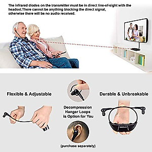 SIMOLIO Infrared Wireless TV Headphones, TV Hearing Device for Digital & Analog TVs, TV Listening Headphones for Seniors & Hard of Hearing with Voice Highlighting, Balance and Tone Adjustment SM-863D