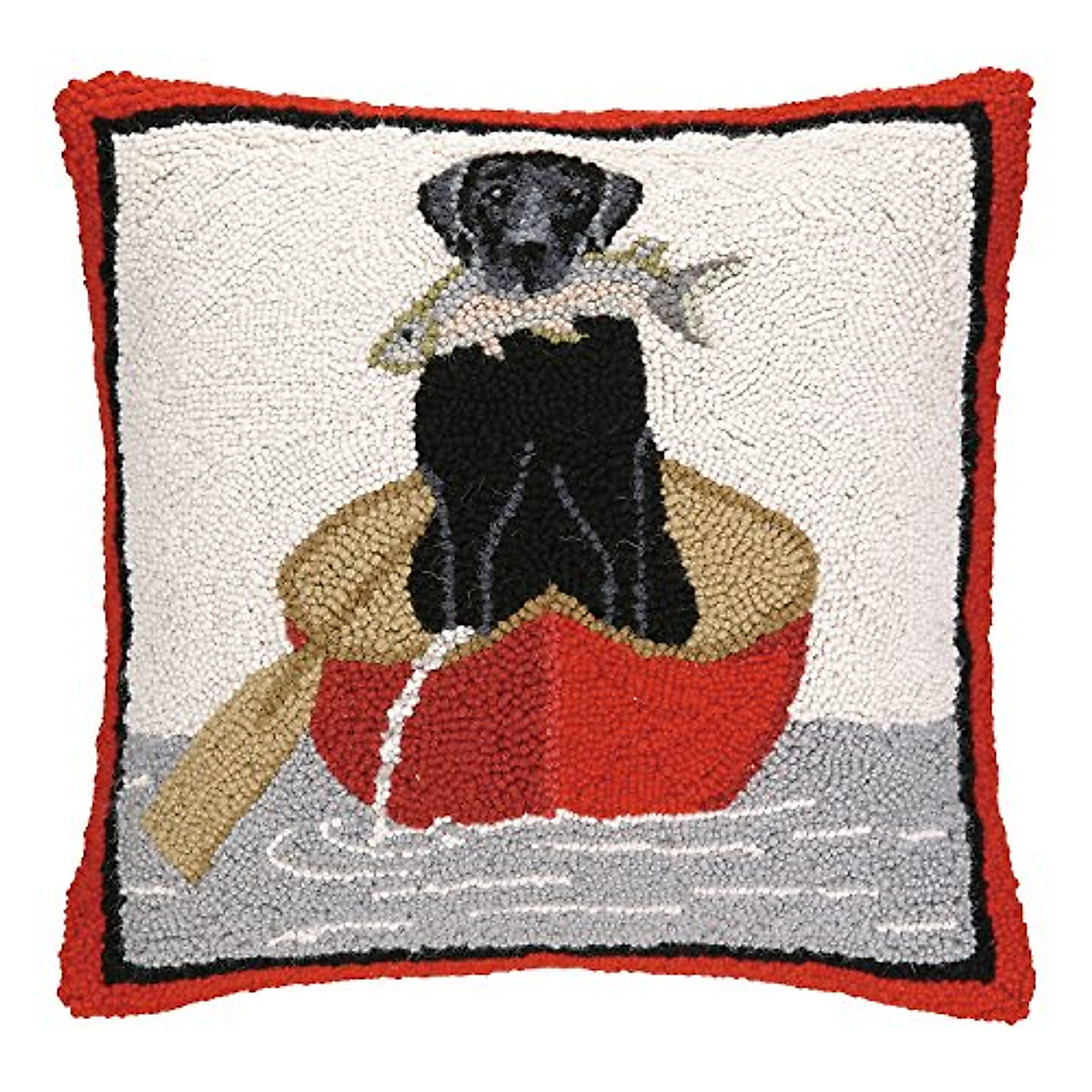 Peking Handicraft Lab Canoe Hook Pillow, 18 by 18-Inch, Black