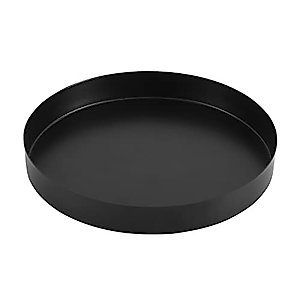 Bathroom Trays for Counter, Dedoot Decorative Black Round Tray Stainless Steel - 8.6 Inches Storage Organizer Vanity Trays Plate for Jewelry Cosmetics Coffee Tea Candle, Bathroom Kitchen Tableware