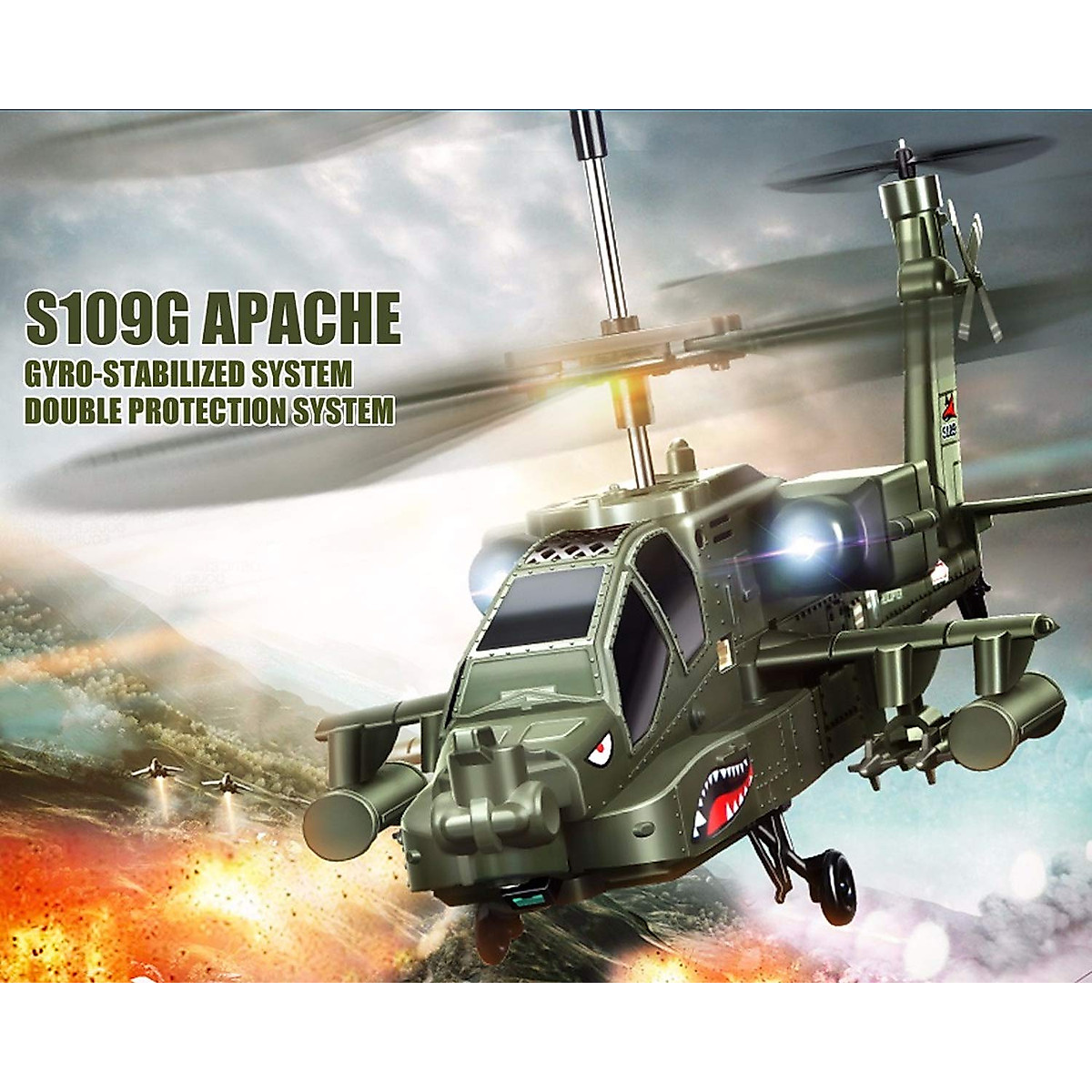 POCO DIVO Apache AH-64 Helicopter RC Flight Infrared 3CH AH64 S109 Gyro Military Aircraft Model S109G