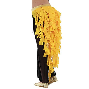 ZLTdream Women's Belly Dance Fox Triangle Waving Cut Hip Scarf with Tassel Yellow