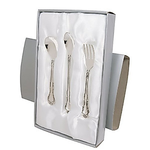 Stephan Baby Keepsake 3 Piece Silver Plated Feeding Set in Satin-Lined Gift Box