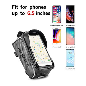 ROCKBROS Bike Phone Bag Bike Pouch Top Tube Bag Bicycle Front Frame Bag Waterproof Bike Accessories Bag Phone Holder Compatible with iPhone Xs Max 11 Pro Plus, Samsung S10