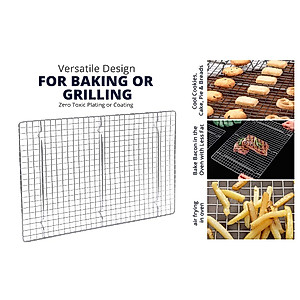 Prestige Baking Cooling Rack 11.5 x 16.5 in Cookware. Air Frying, Baking & Cooking. BPA free, food grade & thick. 100% stainless steel. Chef, professional cook approved.