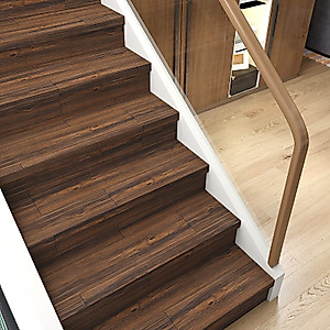 VEELIKE 6''x36'' Dark Brown Wood Vinyl Flooring Peel and Stick Floor Tile Bathroom Waterproof Wood Look Vinyl Plank Flooring Self Adhesive Laminate Flooring for Bedroom Kitchen RV (4-Tiles, 6 Sq. Ft.)