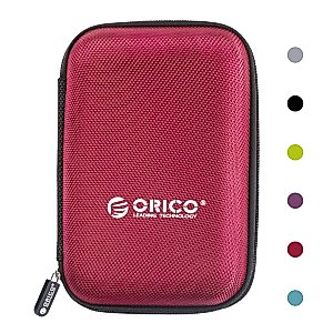 ORICO Hard Drive Case 2.5 inch External Drive Storage Carrying Bag Waterproof Shockproof with Inner Size 5.5x3.5x1.0inch for Organizing HDD and Electronic Accessories, Red(PHD-25)