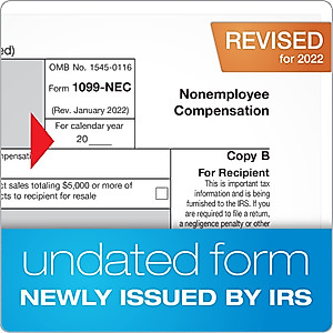 TOPS 1099 NEC 3 Up Forms 2022, Tax Forms Kit for 30 Recipients, 5 Part NEC Tax Form Sets with Self Seal 1099 Envelopes and 3 1096 (TX22905NEC-22)