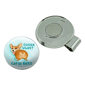 GRAPHICS & MORE Guess What Corgi Butt Funny Joke Golf Hat Clip with Magnetic Ball Marker