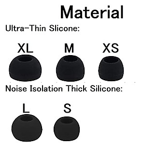 BLLQ Ear Tips Compatible with Anker Soundcore P2 / P3, Silicone Ear Buds Ear Cap Ear Plug Eartips Replacement for Soundcore Life P3 / Soundcore Life P2, XS/S/M/L/XL 5 Size 5 Pairs, Black