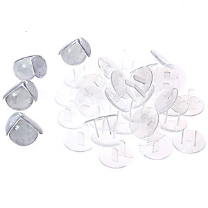 AZbébé Plug Protectors | Wall Outlet Covers for Child Safety & Baby Proofing | Ultra Clear Protective Cap with Water Proof Design | Best Home Electrical Socket Cover | Pack of 32 Transparent Caps