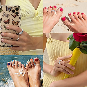 MILACOLATO 3Pcs Sterling Silver Toe Rings for Women 18K White Gold Plated 3 Row Wrap Cuff Celtic Knot Band Toe Rings Hypoallergenic Adjustable Toe Rings Summer Beach Foot Jewelry Set