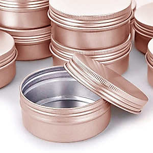 2 oz Aluminum Tin Jar with Screw Cap Refillable Container for Cosmetic, Lip Balm, Cream, Rose Gold 12 Pcs.