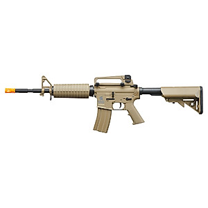 Lancer Tactical Gen 2 Airsoft M4A1 Carbine Polymer AEG Gun w/9.6v Nimh 1600 mAh Battery, Charger, 1000 Rounds 0.20g BBS Included (Black/Tan) (Regular Polymer, Tan)