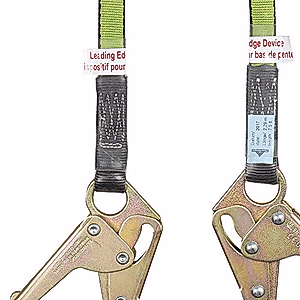 Peakworks Fall Protection Dual Self Retracting Lifeline (SRL), 2 Ladder Hooks, 7.5 ft. Length, Black/Green, V8455277-5LE