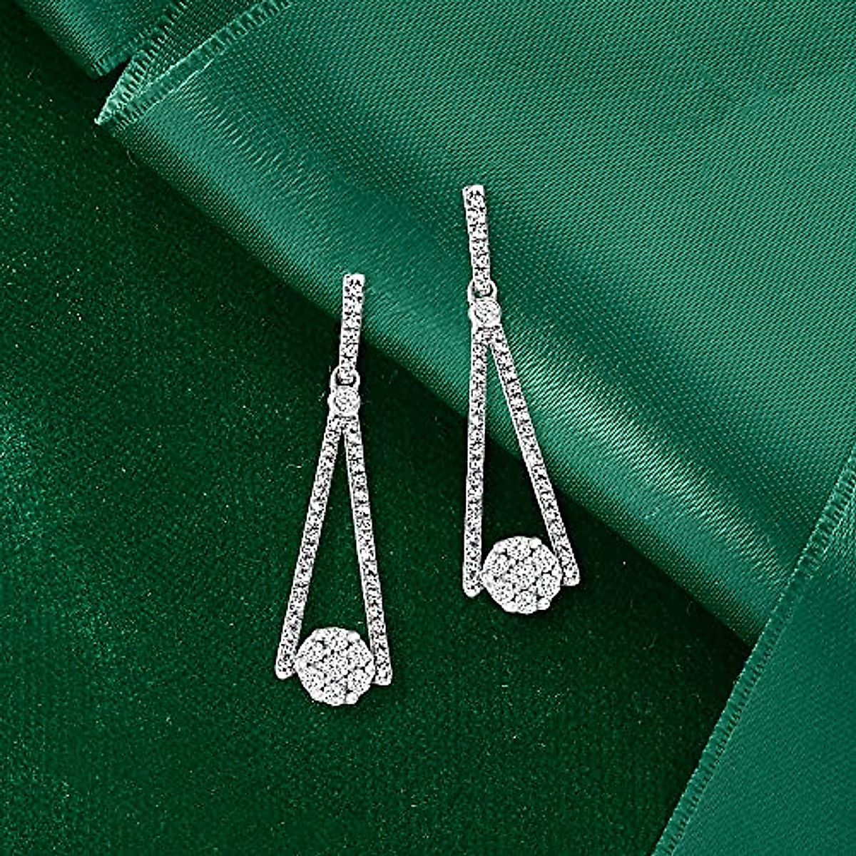 Ross-Simons 0.50 ct. t.w. Diamond Cluster Drop Earrings in Sterling Silver