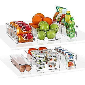 StorageMaid Stackable Storage Fridge Bins - Refrigerator Organizer Bins for Fridge, Freezer, Pantry and Kitchen. Includes Bonus Magnetic Dry-Erase Whiteboard & Markers Set (9-Piece Set)