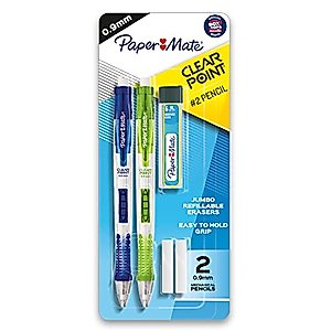Paper Mate Clearpoint Mechanical Pencils, 0.9mm, HB 2, 2 Pack