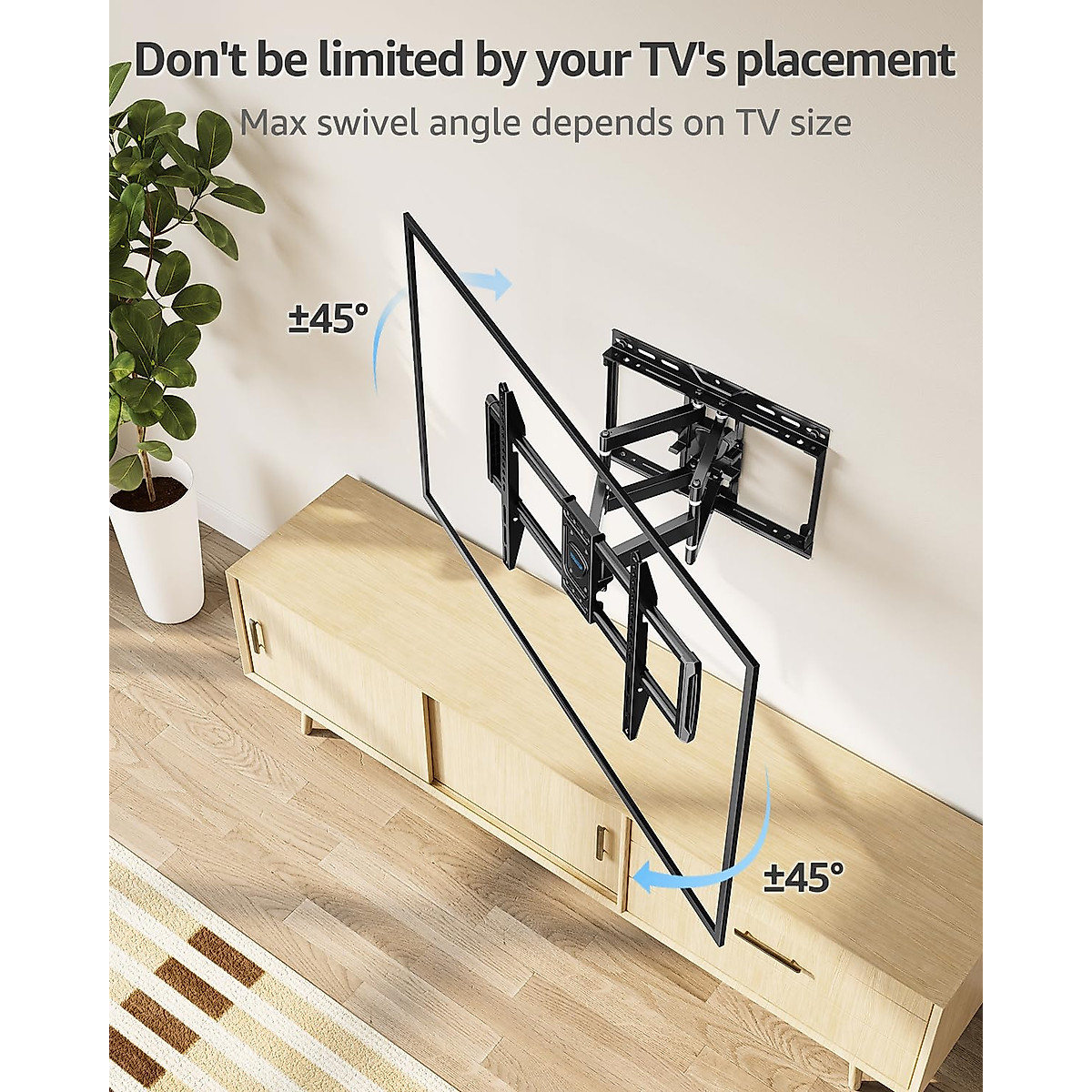 MOUNTUP Large TV Wall Mount for Most 37-82'' TVs, Premium Ball Bearings Design for Ultra-Slim OLED TVs Smooth Swivel & Extension, TV Mount Bracket Articulating Arm Holds 100LBS, Max VESA 600x400mm