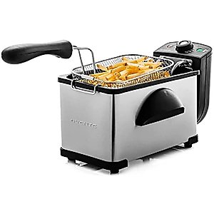Ovente Electric Deep Fryer 2 Liter Capacity, 1500W with Lid, Viewing Window, Adjustable Temperature Knob and Stainless Steel Frying Basket Perfect for Fried Chicken, Nuggets & Fries, Silver FDM2201BR