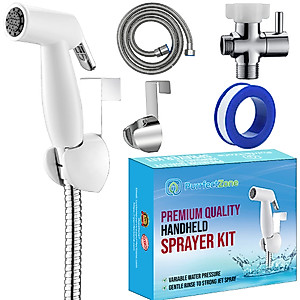 Purrfectzone Bundle of Two Complete Bidet Kits - White Bidet and Stainless Steel Bidet Sprayer for Toilet Sets, Two Kits Bundle