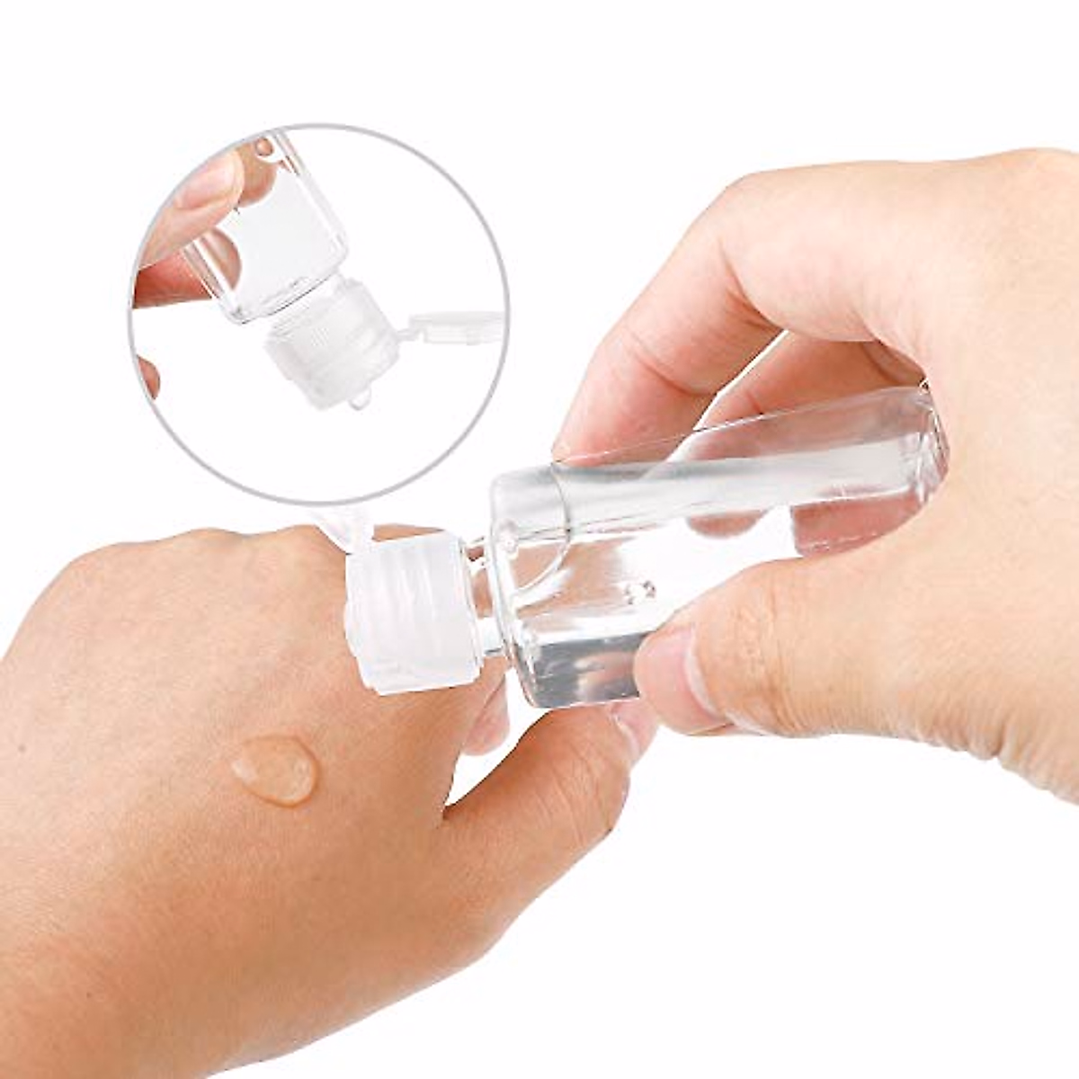 4 Set Travel Bottle Keychain Holder Hand Sanitizer Holder with Clear Refillable Bottles, 30 ml Transparent Empty Plastic Bottles Containers Tassel Refillable Bottle Holder Keychain for Lotion Liquids