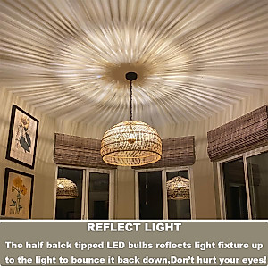 KarlunKoy Half Chrome Light Bulbs,Half Black Tipped Dimmable 6W (Equivalent 60Watt) LED Ediosn Light Bulbs,Soft White 2700K,A60/A19 Shape Anti-Glare,Decorative Mirror,CRI 90+ E26 Base (Pack of 2)