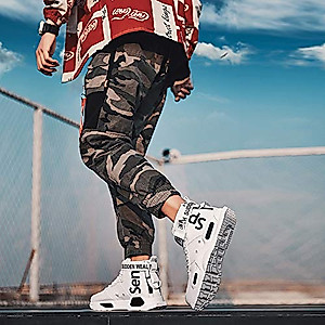 Ahico Mens Fashion Sneakers High Top Walking Shoes Sport Athletic Casual Shoe Vogue Stylish Men White