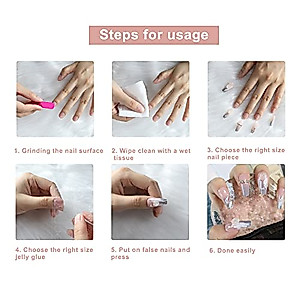 FURUBETA Square Press on Nails Short, Nude Press On Nails French, Fake Nails Full Cover for Women 24PCS
