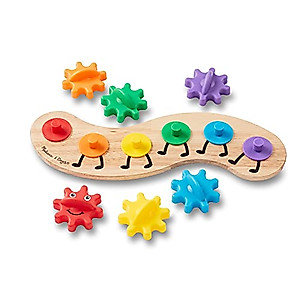 Melissa & Doug Rainbow Caterpillar Gear Toy With 6 Interchangeable Gears - For Toddlers And Babies