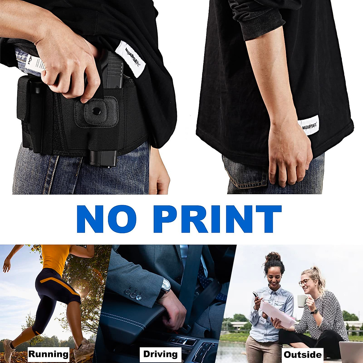 Belly Band Gun Holster for Concealed Carry - Waist Pistol Holsters for Women and Men - Fits Glock, Ruger LCP, Taurus G2C, S&W M&P 40 Shield Bodyguard, Sig Sauer, Kahr, Beretta, 1911, etc