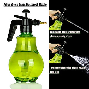 Handheld Garden Pump Sprayer,2 Pack Lawn & Garden Pressure Water Mister Spray 0.4 Gallon Bottle with Adjustable Brass Nozzle, Clear Green Hand Pressure Pump Sprayer Bottles for Plants (1.5L Green)