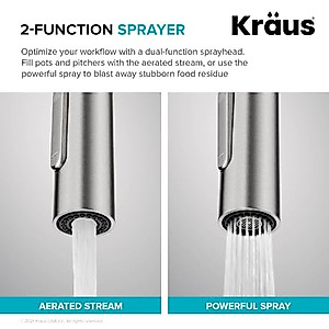 Kraus KPF-3104SFS Oletto Contemporary Pull-Down Single Handle Kitchen Faucet, 16.25 inch, Spot Free Stainless Steel